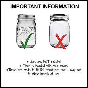 Set of 12 Burlap and Lace Sleeves for Mason Jars, Sleeves and Twine ONLY, Jars NOT Included, Burlap Mason Jar Wraps, Country Chic Wedding Centerpiece Decor for Tables, Mason Jar Centerpiece