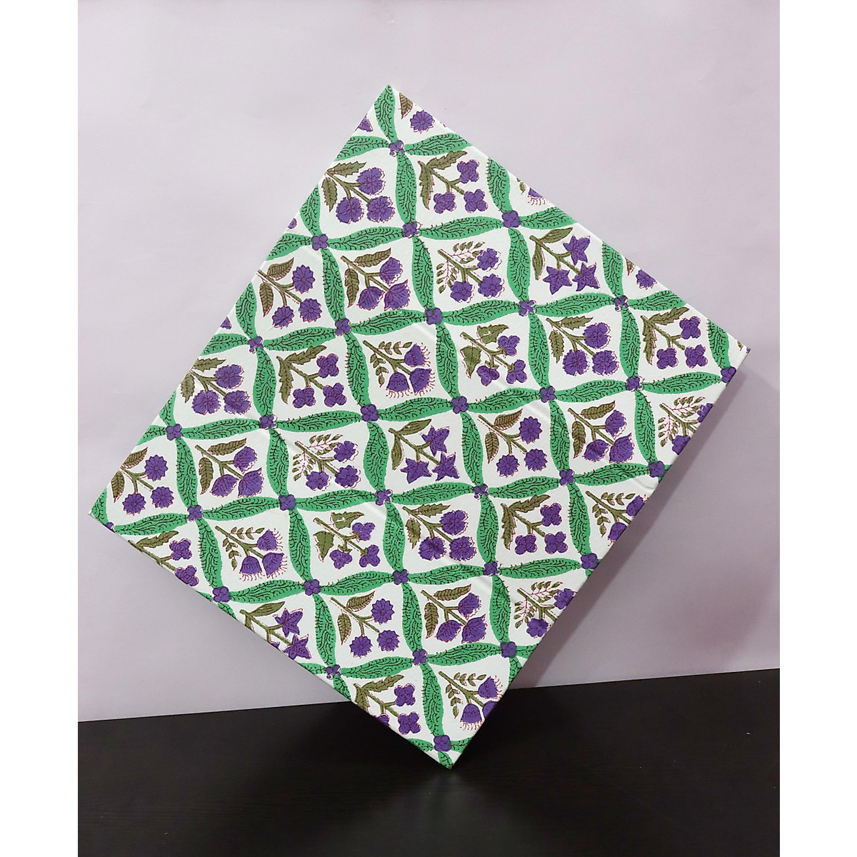 Generic Trash can Dustbin Waste Basket for Kitchen, Room Handmade Paper Block Print Flower Design Plastic Free Bin Decorative 3.3 Gallon (1, Purple Flower)