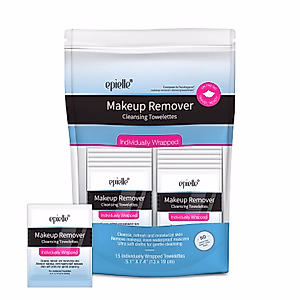 Epielle Makeup Remover Cleansing Towelettes | 15 Individual Wipes | Removes Oil, Makeup & Waterproof Mascara | Korean Skincare