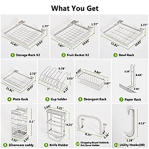1Easylife Over The Sink Dish Drying Rack 3 Tier Stainless Steel Large Kitchen Rack Dish Drainers for Home Kitchen Counter Storage, Shelf with Utensil Holder, Above Sink Shelves (silver1)