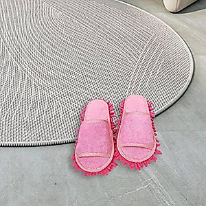 figatia Lazy Mop Slippers Cleaning Sandals Comfortable Cleaner Unisex Silent Mopping Slippers Cleaning Shoes for Floor Polishing Bedroom Bathroom, Pink