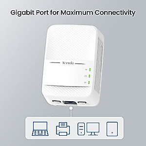 Tenda AV1000 WiFi Powerline Adapter Kit with Gigabit Ports, Powerline Extender with AC650 Dual Band WiFi, Plug and Play, for HD/3D/4K Video Streaming and Gaming (PH10)