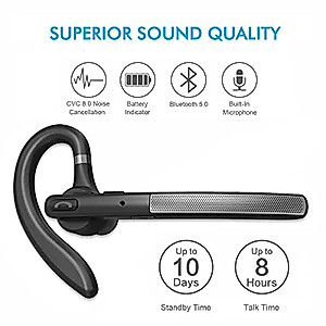 Bluetooth Headset Bluetooth Earpiece for Cellphones - BlueFit Wireless Blue Tooth 5.0 Head Set in-Ear Piece w/Mic Microphone for Cell Phone Hands-Free Noise Canceling for Car