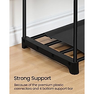 Hzuaneri Closet Organizer, Freestanding Portable Closet, 60-inch Closet Wardrobe for Bedroom, 2 Clothes Rail with 5 Compartments Shelves Storage Organizer for Cloakroom, Black WH03032BK