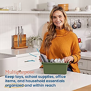 ECR4Kids Scoop Front Storage Bin, Multipurpose Organization, Hunter Green, 5-Piece