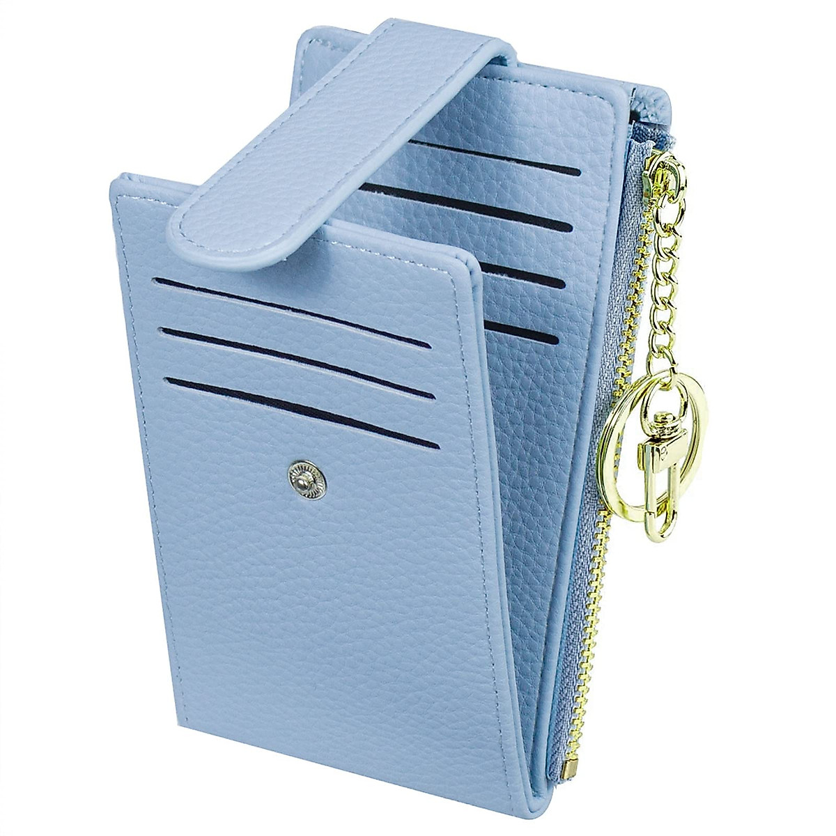 SUMGOGO Womens Small Wallet for Woman Slim Bifold Zipper Card Case Wallets Bling Coin Purse (A-Burgundy)