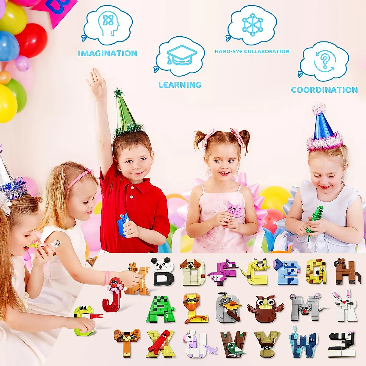 HOGOKIDS 26 Packs Party Favors for Kids - Animal Alphabet Building Set for Valentines Day | ABC Letters for Classroom Prizes Goodie Bag Fillers Stocking Stuffers Birthday Gifts for Boys Girls