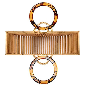 YIDIANAI Women's Bamboo Beach Handbag Handmade Bamboo Tote Bag Trendy Style Tote Bag Tasteful Basket (small)