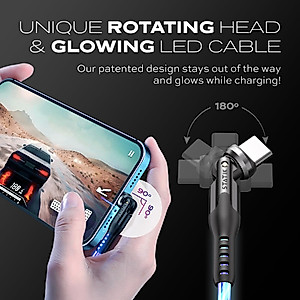 Statik GloBright 360 Magnetic Charging Cable, Light Up Charging Cable, Magnetic USB C Charging Cable, LED Charging Cable, Magnetic Charger Cable, Glowing Light Up Phone Charger Cord 6FT/2M