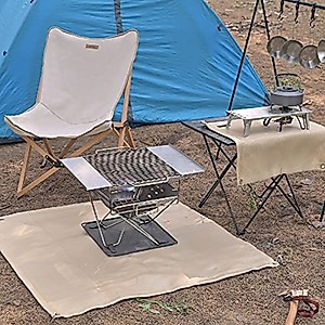 TRIWONDER Fireproof Mat Fire Blanket Fire Pit Mat Under The Grill Protective Deck Patio Grass BBQ Fiberglass Gas Grill Mat Plumber's Pad Oil Pad Fire Retardant Blanket (Beige, 19.7" x 19.7")