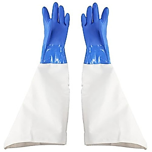 Jewboer 23.6" Canvas Rubber Sandblasting Sand blaster Protection Gloves for Sandblast Cabinets XL,1 pair
