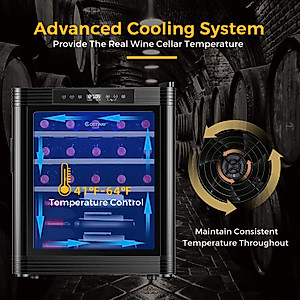 COSTWAY 20 Inch Wine Cooler Refrigerator, 21 Bottles Freestanding Small Chiller Wine Cellar with 41℉- 64℉Temperature, Double Glass Door, Countertop Mini Drink Fridge for Home Bar Office Kitchen
