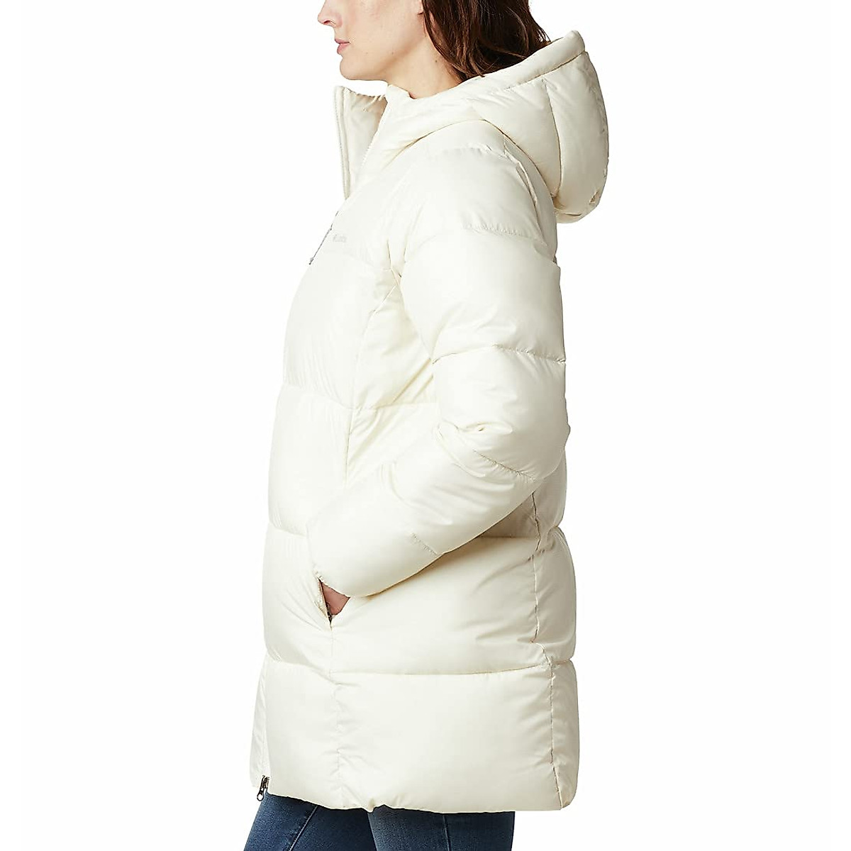Columbia Women's Puffect Mid Hooded Jacket, Chalk, Small