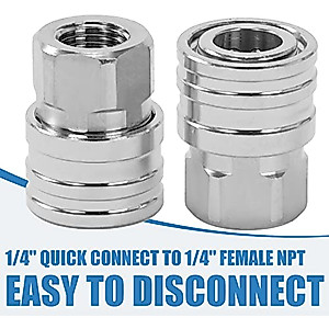 JOEJET 1/4" Pressure Washer Quick Connect Fittings-Stainless Steel Pressure Washer Adapter-1/4" Quick Disconnect Socket to 1/4" NPT Female Coupler-5000 PSI