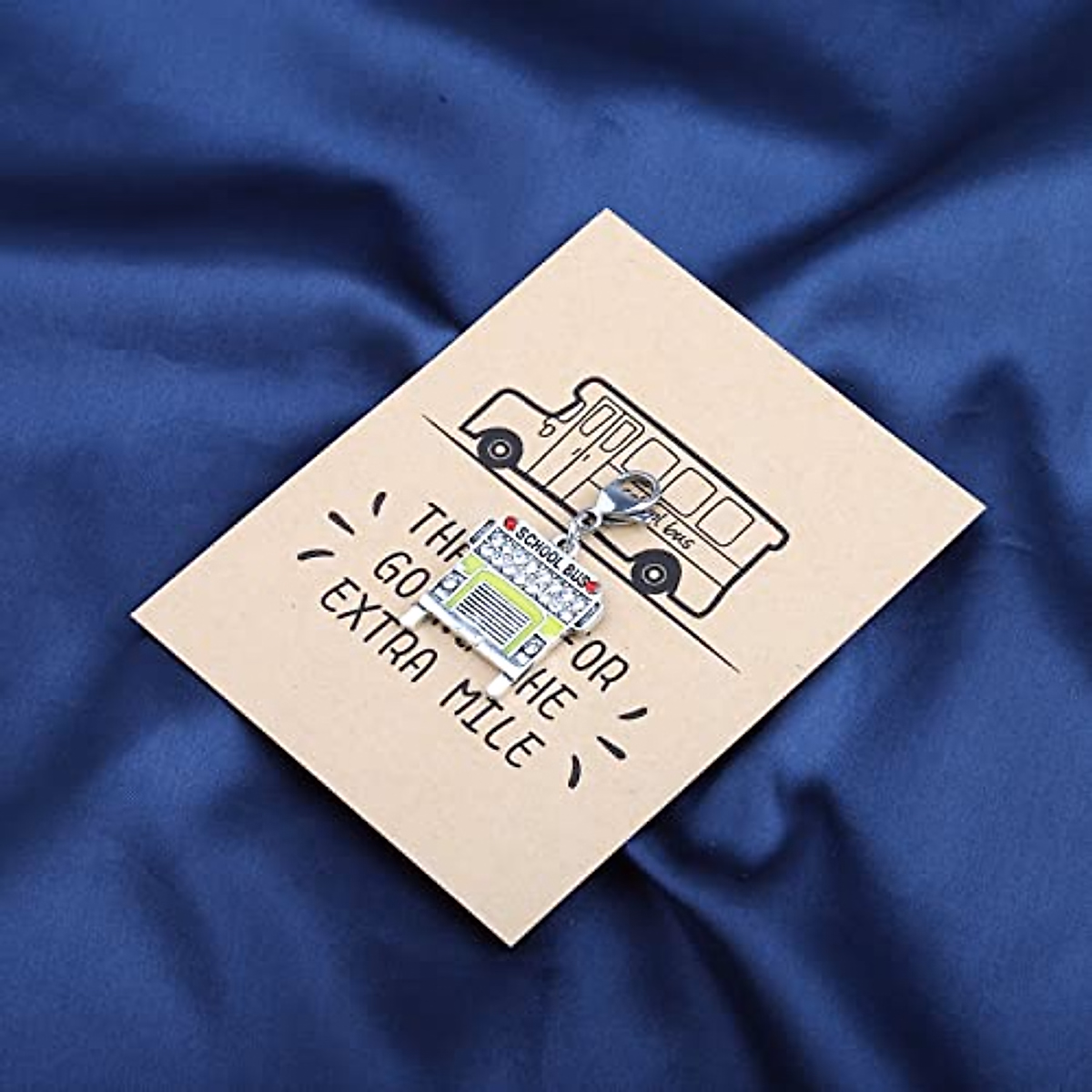 Bus Driver Gift Thanks for Going The Extra Mile School Bus Zipper Pull School Bus Driver End of Year Gift (School Bus Charm Card)