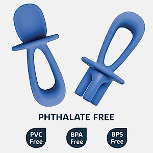 Tiny Twinkle Silicone Training Utensils - Baby Spoons and Baby Forks For Self-Feeding Training - Silicone Baby Led Weaning Utensils For Toddlers And Babies 6-24 Months - Baby Feeding Supplies (Indigo)