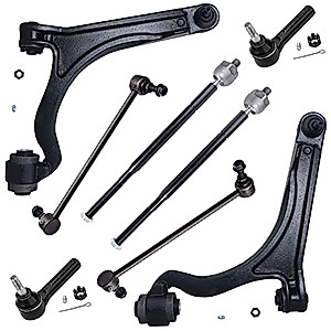 Detroit Axle - Front Lower Control Arms w/Ball Joints, Inner Outer Tie Rods, Front Sway Bar Links Replacement for 2004-2008 Pacifica - 8pc Set