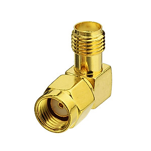 Bingfu RP-SMA Male to SMA Female Right Angle Antenna Connector Adapter (2-Pack) for FPV Drone Controller WiFi Router PCIE Network Card Adapter Security Camera 4G LTE Cellular Trail Camera