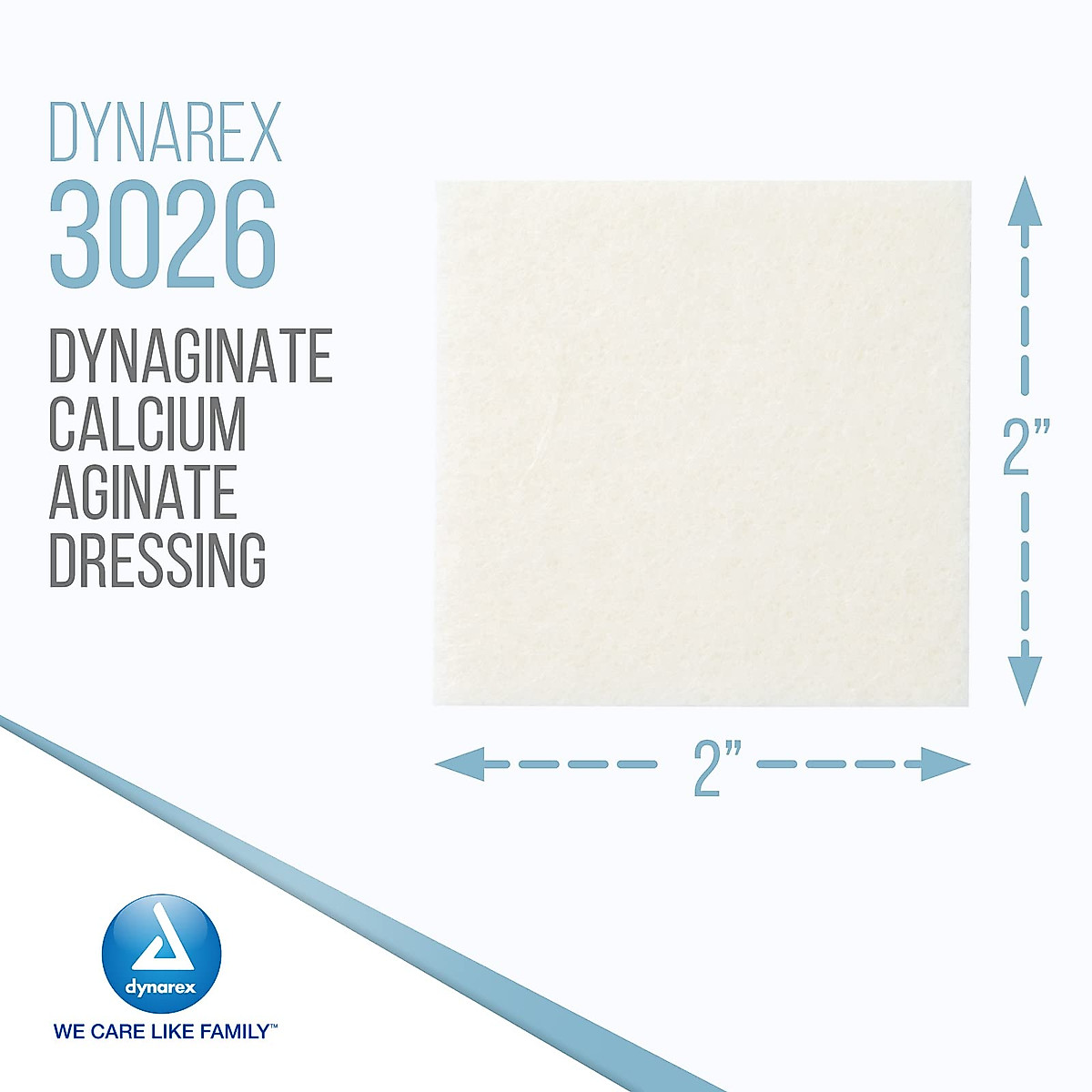 Dynarex DynaGinate Calcium Alginate Wound Dressing - Sterile, Non-Stick Topical Wound Pads - Absorbent Gel Patches for Moderate to High Exuding Cuts - for Medical & Home Use - 2"x 2", Box of 10