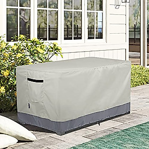STEECA Patio Deck Box Cover Waterproof Outdoor Rectangular Storage Bench Cover 46L x 22W x 24H inch
