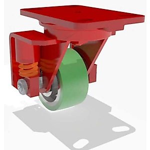 S-SPHS-4DB-1 Spring Loaded Heavy Service Swivel Caster w/Duralast 4 in Polyurethane (95A) on Iron Core Wheel, 2 in Face, 620 lb Capacity