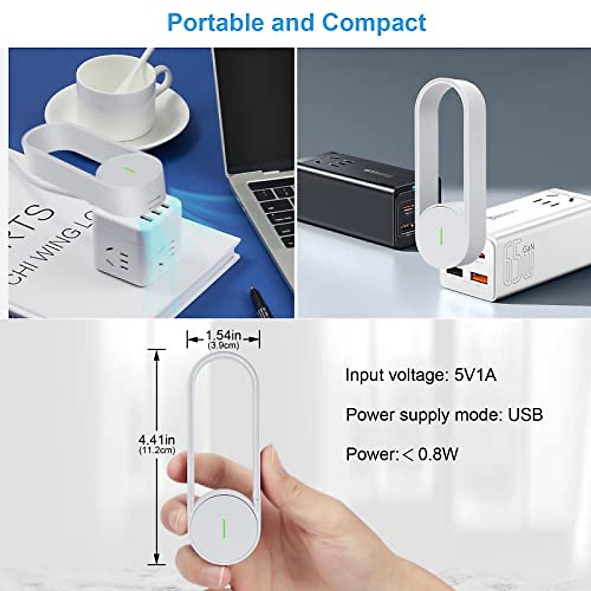 FYY Mini Air Purifier,Personal Portable Negative Ion Generator Air Purifier,Small USB Air Cleaner for Car,Bedroom, Home, Office-White