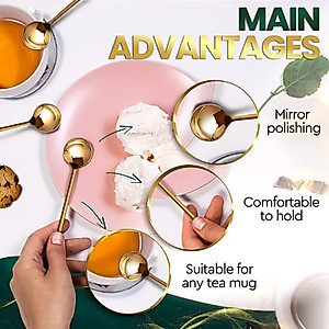 5" Gold Coffee Spoons 8Pcs 5.25" - Gold Tea Spoons Small Coffee Spoons for Coffee Bar - Espresso Spoons Dessert Spoons for Tea - Coffee Stirring Spoon 5 in Small Gold Spoons for Coffee Small Spoons