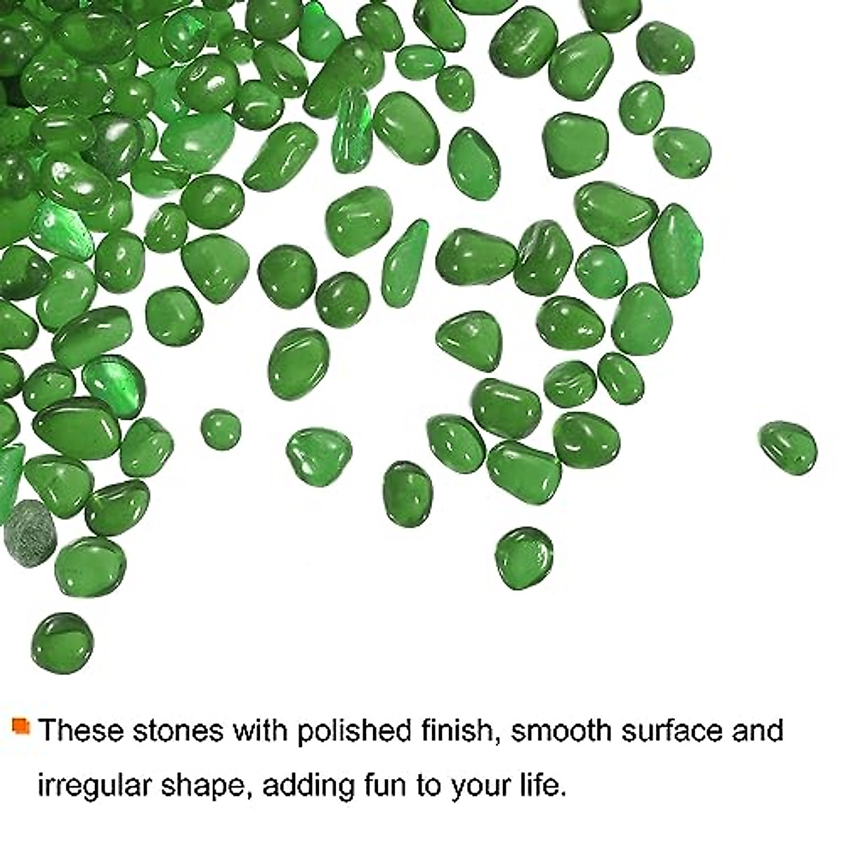 MECCANIXITY 500g/1.1lb 3-6mm Decorative Glass Stones, Polished Glass Pebbles Marbles DIY Decor for Vase Filler Beads Crafts Fish Tank Aquarium Garden Decoration, Green