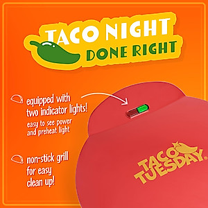 Taco Tuesday Deluxe 10" 6-Wedge Electric Quesadilla Maker with Extra Stuffing Latch, Red