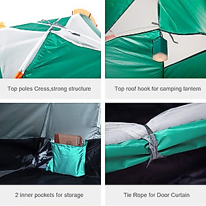 Ubon 3 Person Durable Instant Tent Ventilation Pop Up Indoor Tent Portable Outdoor Tent - Forest Green
