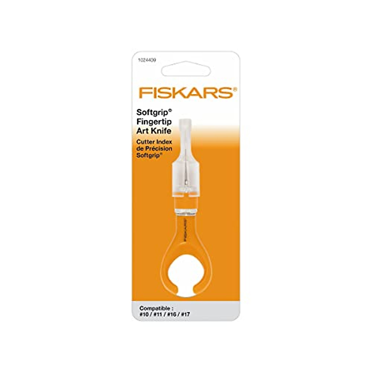 Fiskars Softgrip FingerTip Art Knife, Finger-Handicraft Knife/Blade, for Right- and Left-Handed People, Total Length: 10,7 cm, Quality Steel/Plastic, Orange, 1024409