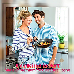 2 Pieces Silicone Cooking Spoons Set Heat Resistant Silicone Spoon Nonstick Mixing Spoons Spaghetti Sever Long Slotted Spoon, Silicone Serving Spoons 13 Inches for Stirring & Frying