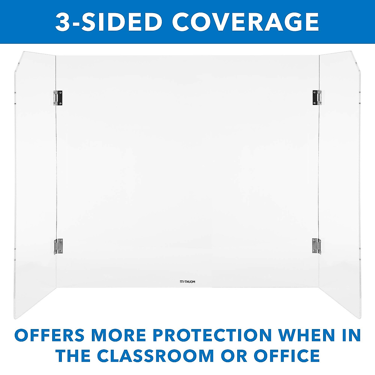 Mount-It! Acrylic Protective Sneeze Guard 27.6" x 19.7" x 25.6" | Foldable Clear Plexiglass Personal Protection Shield and Partition | Three Size Coverage