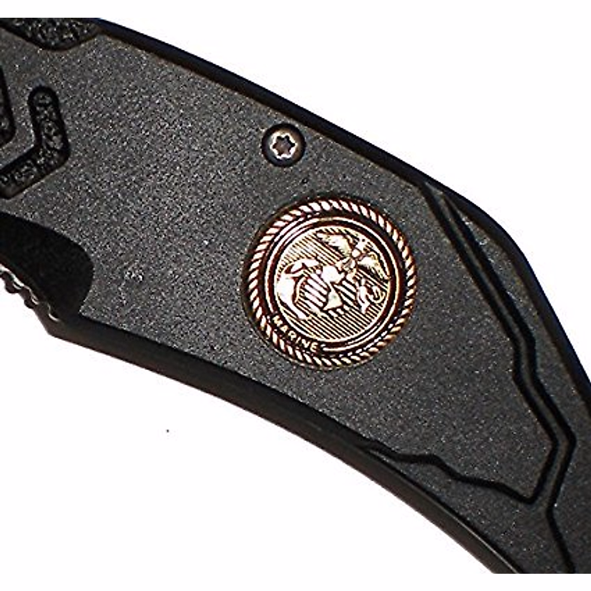 Black Handle Camo Blade SEMPER FI U.S. MARINES SPRING ASSISTED RESCUE POCKET KNIFE WITH GLASS BREAKER