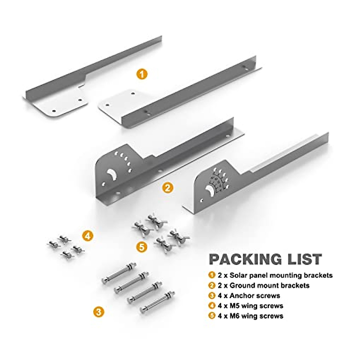 Allto Solar 20W 30W Adjustable Solar Panel Tilt Mount Mounting Bracket with Durable Stainless Steel Tilt Legs + 5 Precise Hole Placement for RV, Roof, Boat, Shed, Any Off-Grid Solar Systems