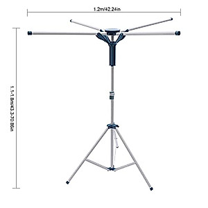 LOHISHILO 2in1 Foldable Clothes Stand Hanger, Drying Rack Adjustable Height Coat, for College Dorms, Camping, Apartments, Hotels, Laundry Rooms, Boutiques, Studios, Blue
