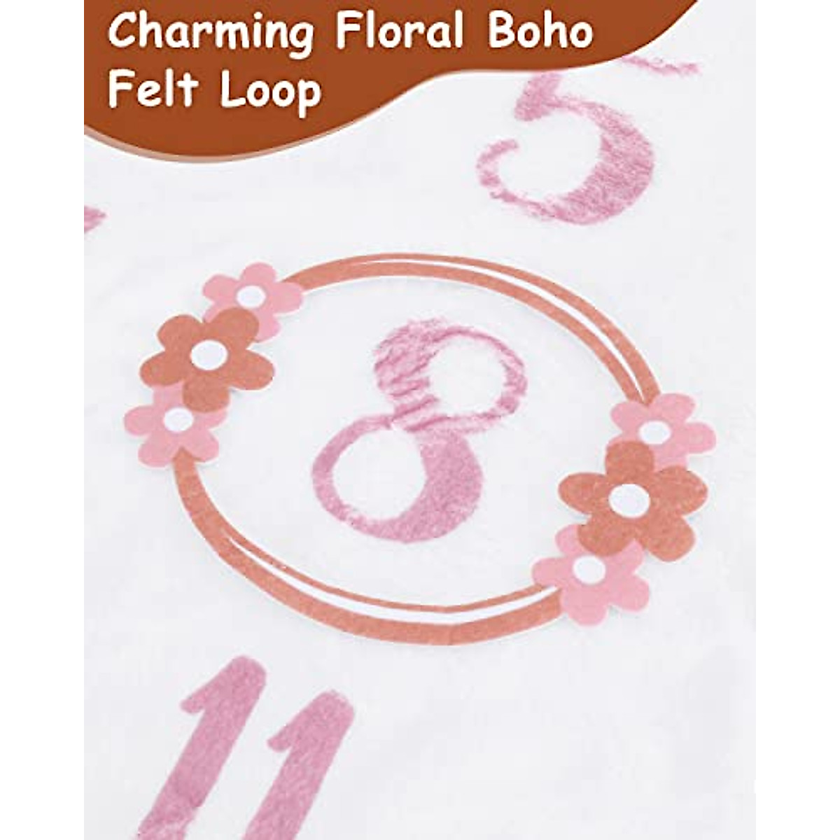 Eunikroko Floral Boho Baby Monthly Milestone Blanket Little Girl Bohemian Photo Prop Blanket Pampas Grass Ideas for Newborn Princess Pink Nursery Décor 40" X 50"