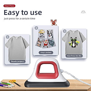 Heat Press - 7" x 3.8" Heat Press Machines for T Shirts Shoes Bags Hats and HTV Vinyl Projects & Portable Easy Iron Press Machine for Heating Transfer