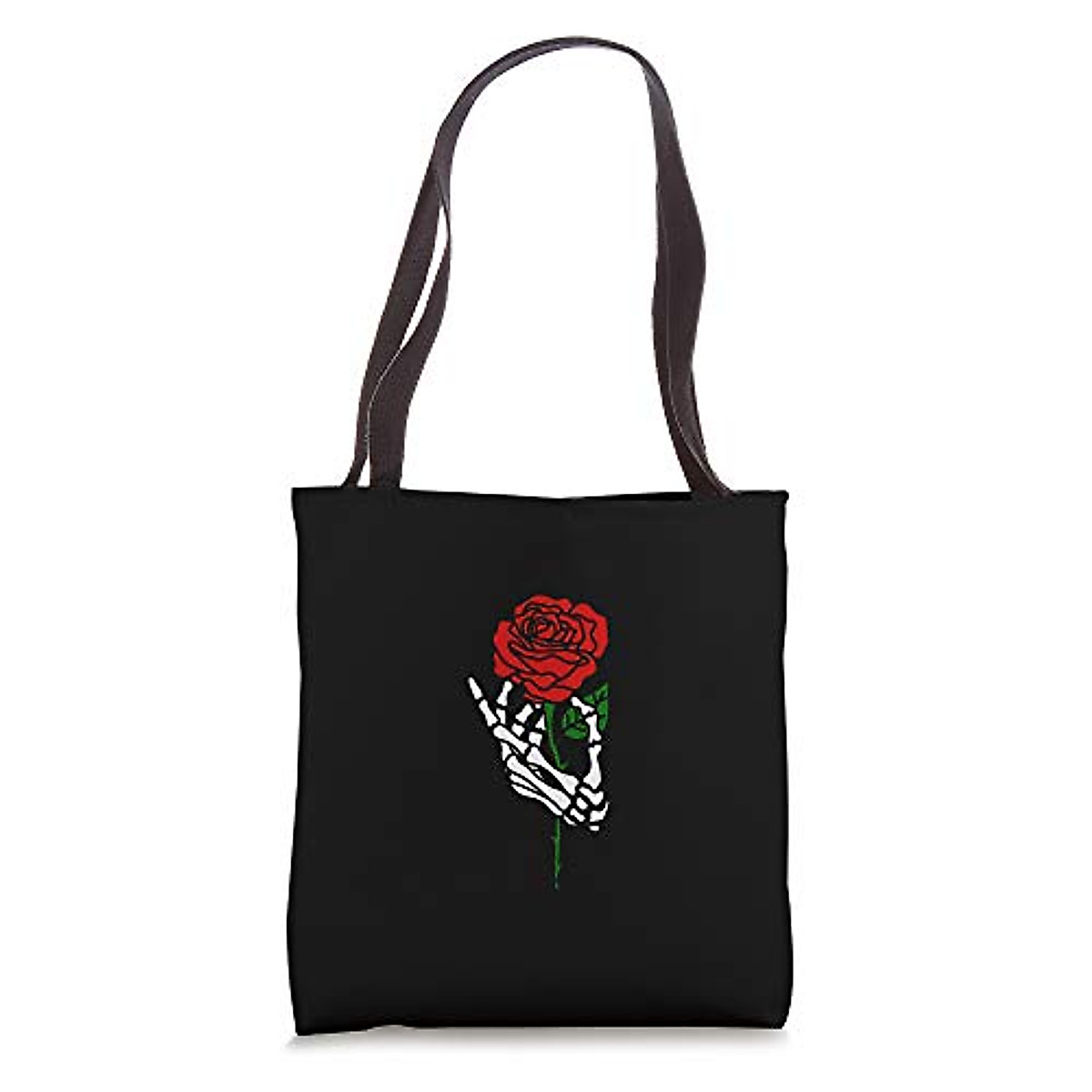 Skeleton Hand Holding Rose, Traditional Tattoo Gifts Black Tote Bag