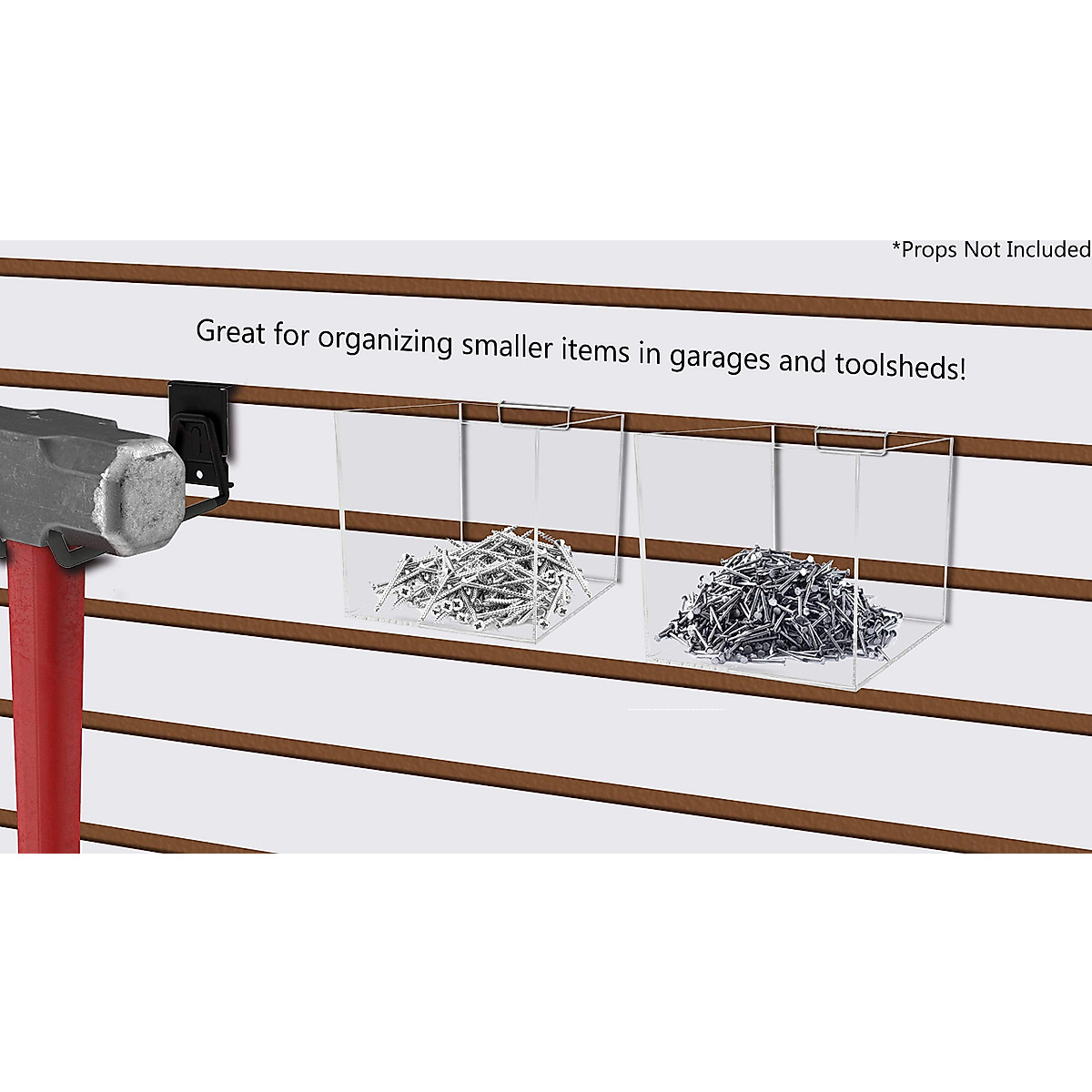 Marketing Holders 10 Pack 4" Slatwall Retail Bin Clear Acrylic Merchandise Storage Organizer Bulk Product Dump Box Single Pocket Square Caddy for Retail Stores and Service Centers