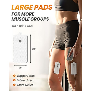 10-Pack TENS Unit Replacement Pads, Rectangular Snap TENS Electrode Pads with self-Adhesion for 50 Times, AVCOO Latex-Free 1.8"X3.8" TENS Pads Compatible with TENS EMS Devices Use 3.5mm Button Leads