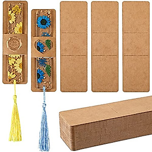 200 Pcs Bookmark Sleeves Resin Bookmark Holder Bookmark Party Favor Kraft Bookmark Covers DIY Bookmarks Blank Display Cards for Bookmark Wrapping Gift Decoration Party Favor, 5.9 x 1.8 inches