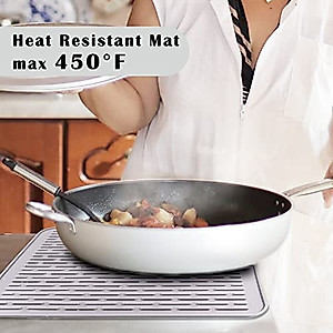 LeMuna Silicone Dish Drying Mat, Kitchen Sink Mat Non-Slip Easy Clean Heat-resistant, Dish Drainer Mat for Kitchen Counter, Sink, Refrigerator or Drawer liner (12" x 16")