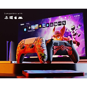 AimControllers PRO Controller compatible with PS5 Console & PC | Custommade Wireless Gaming Controller with 4 Back Remappable Paddles | Gaming Accessories Electronics | Stickerbomb
