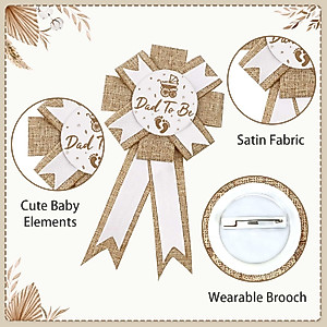 Lopeastar Neutral Burlap Mom to Be Sash Dad to Be Pin Baby Shower Decorations, Rustic Boho Mommy to Be Sash Baby Shower Corsage Pin Set for Pregnant Mommy Gift Party Decorations