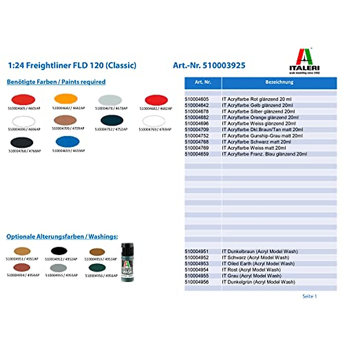 Italeri 3925 1: 24 - Freightliner FLD 120 Special