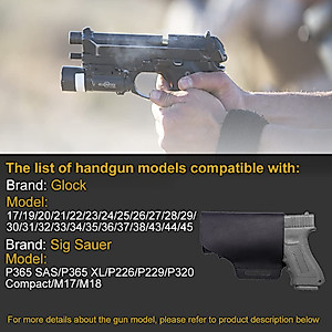 VIPERADE PJ21 Gun Holster, Universal Leather Holster Fits Gun with Laser or Light, Holster for Glock 19, 17, Smith and Wesson Shield, Sig Sauer, Right Handed Outside Waistband Holster (Black)