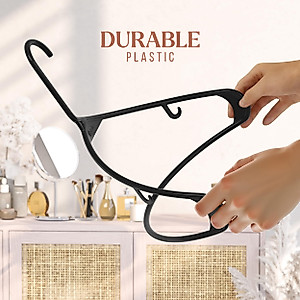 Plastic Clothes Hangers (20, 40, 60, 100 Packs) Heavy Duty Durable Coat and Clothes Hangers | Vibrant Color Hangers | Lightweight Space Saving Laundry Hangers (20 Pack - Black)