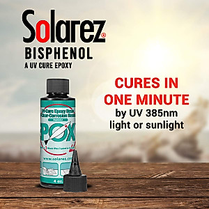 SOLAREZ Bisphenol-A (pint) UV Cure Epoxy Resin ~ Clear Gloss Industrial Standard Epoxy Resin, Corrosion Resistant, Non-Hazmat, 1-min Cure Direct Sun, Boats, Canoes, Wood, Fiberglass, Made in The USA
