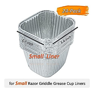Qfire 24 Pack Small Griddle Drip Grease Cup Liners Compatible with 1 Burner & 2 Burner Razor Griddles,GGC2030M/GGT2160M/GGC2228MG Razor Griddle Grease Liner Accessories(Small Size)